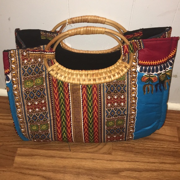 Bags | Turquoise Kente Cloth Print Handbag | Poshmark